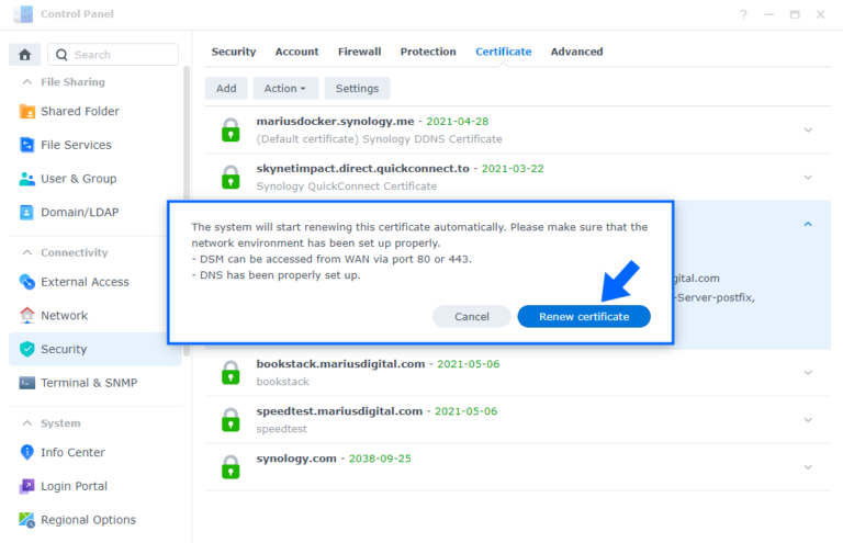 How To Renew Let’s Encrypt Certificate On Synology NAS – Marius Hosting