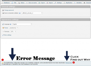 Synology: The phpMyAdmin configuration storage is not completely ...