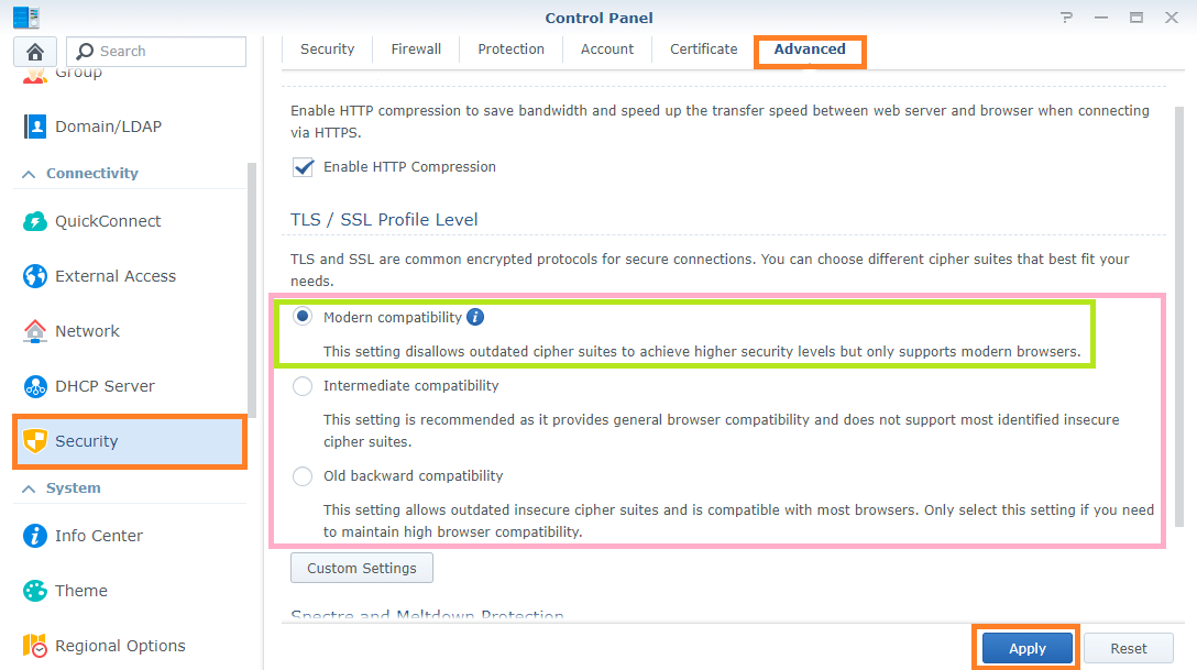 Synology: Which TLS-SSL Profile Should I Choose? – Marius Hosting