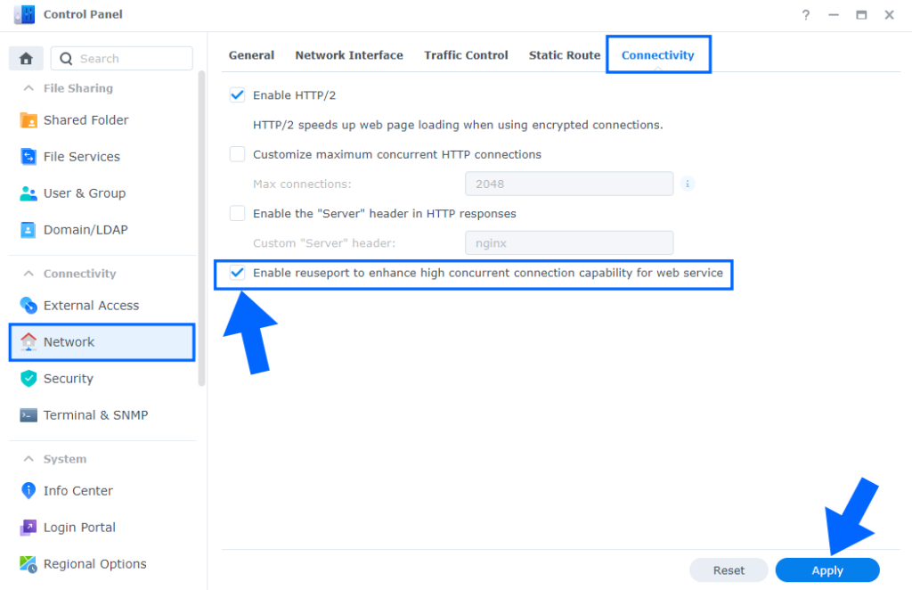 Synology DSM 7: How to Enable reuseport – Marius Hosting