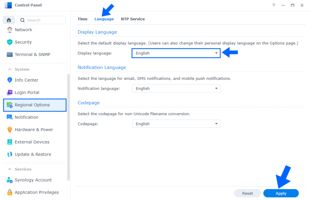 Synology: How to Change DSM 7 Display Language – Marius Hosting