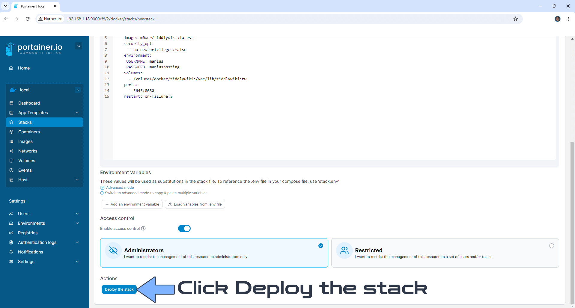Synology Install TiddlyWiki With Portainer – Marius Hosting