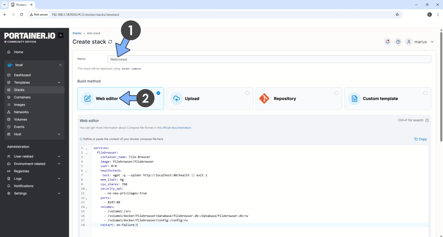 Synology: Install File Browser With Portainer – Marius Hosting
