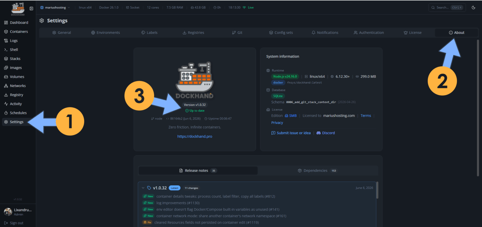 Synology & UGREEN: Dockhand Docker Version 1.0.32 – Marius Hosting
